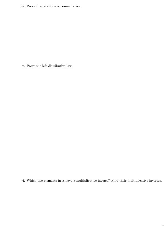 Solved iv. Prove that addition is commutative. v. Prove the | Chegg.com