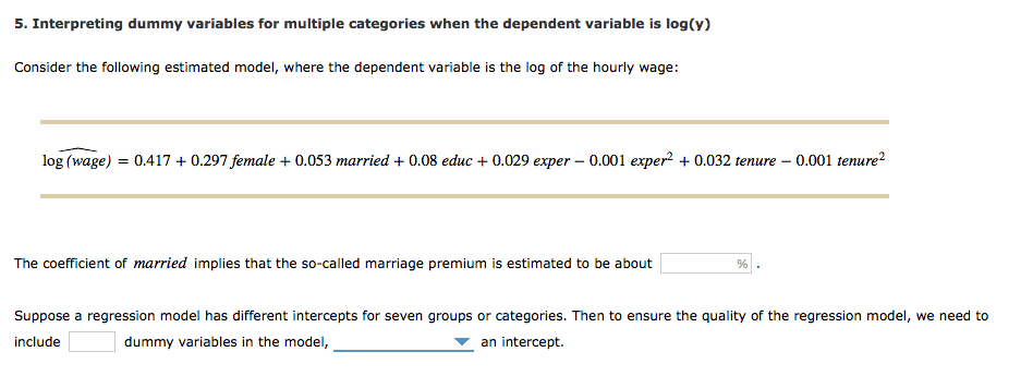 Solved 5. Interpreting dummy variables for multiple | Chegg.com