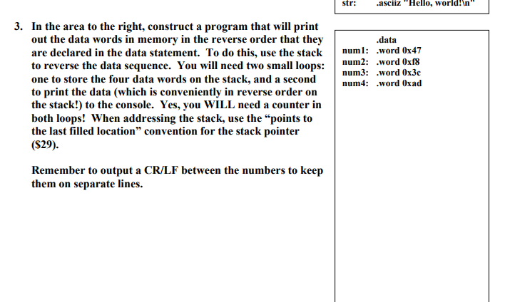 str: .asciiz "Hello, worldan 3. In the area to the | Chegg.com
