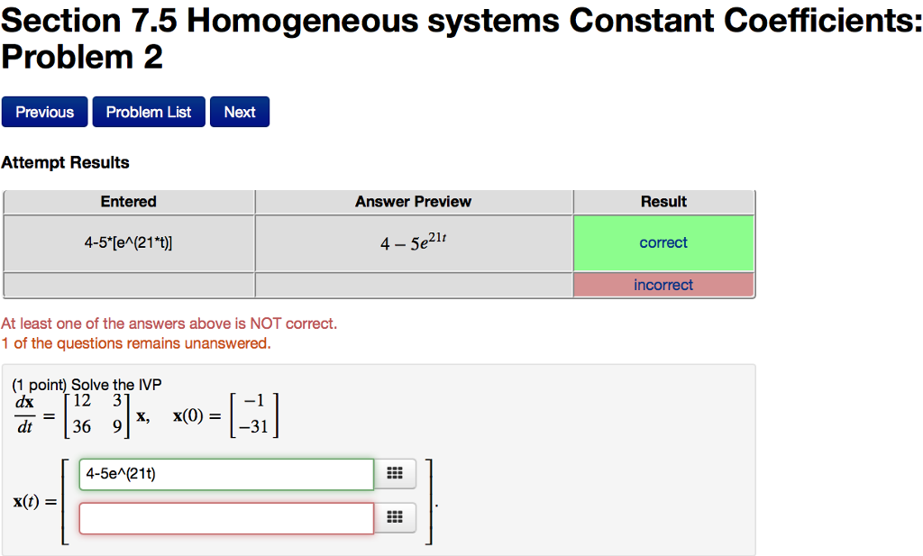 Solved Section 7.5 Homogeneous systems Constant | Chegg.com