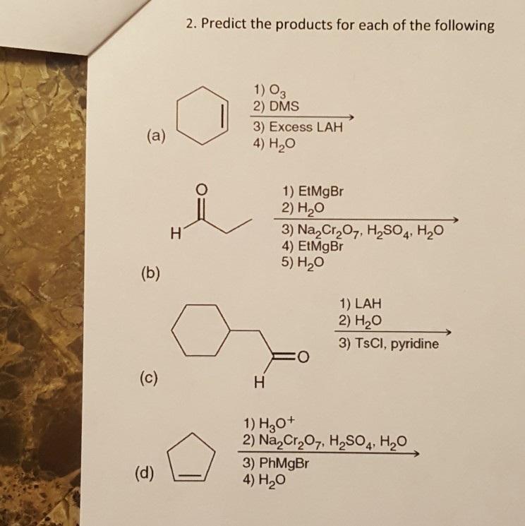 Solved 2. Predict the products for each of the following 1) | Chegg.com