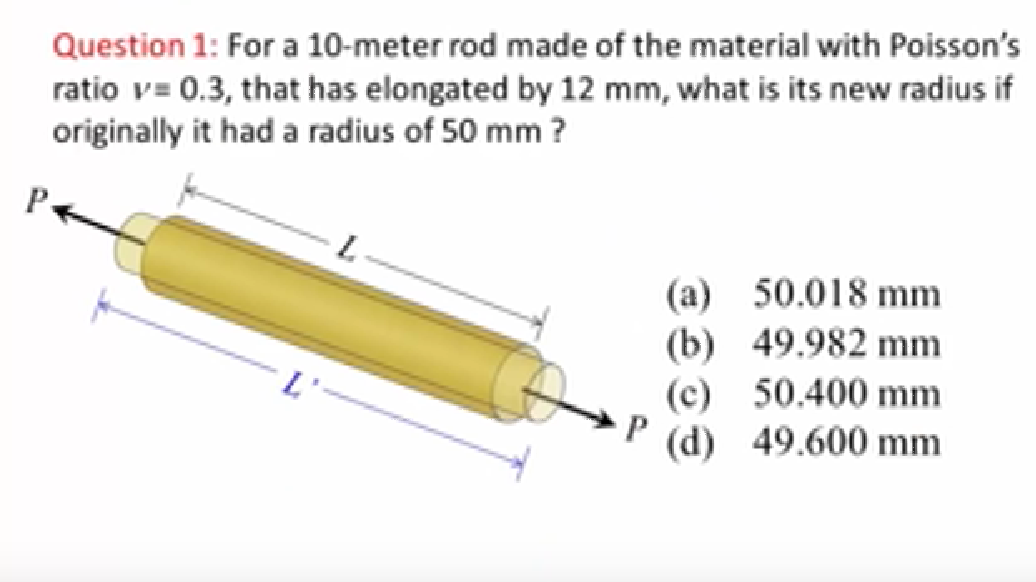 Solved for a 10 meter made of the material with poissons | Chegg.com