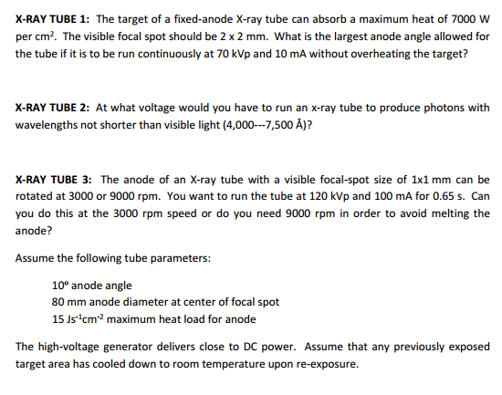 X-RAY TUBE 1: The target of a fixed-anode X-ray tube | Chegg.com