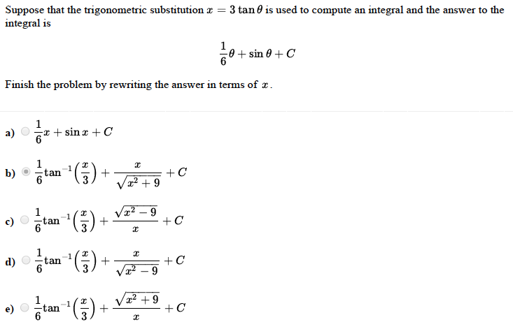 Solved Suppose that the trigonometric substitution x-3 tan θ | Chegg.com