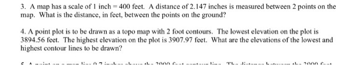 Solved A map has a scale of 1 inch = 400 feet. A distance of | Chegg.com