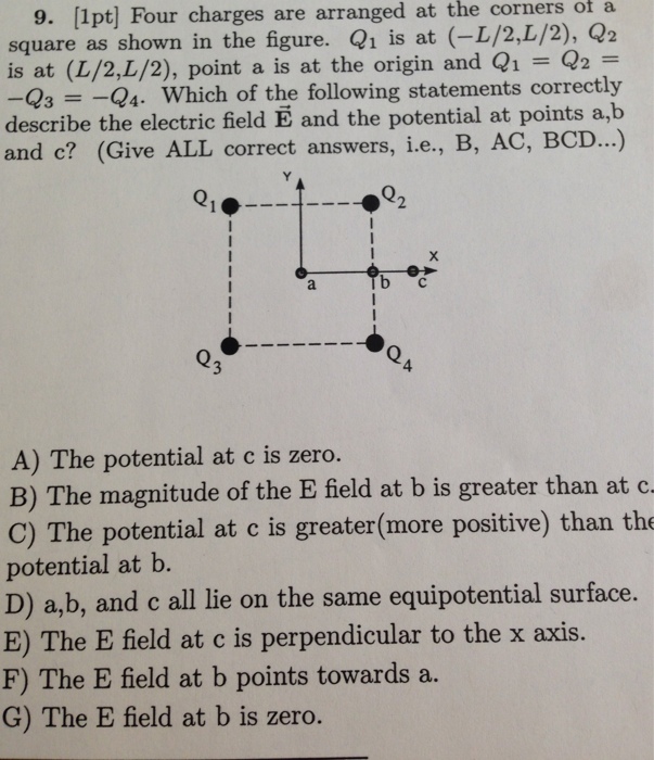 Solved Four point charges are arranged at the corners of a | Chegg.com