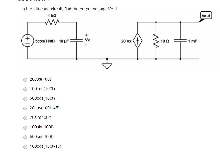 Solved In the attached circuit. find the output voltage Vout | Chegg.com
