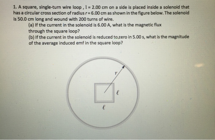 Solved A square, single-turn wire loop, 1 = 2.00 cm on a | Chegg.com