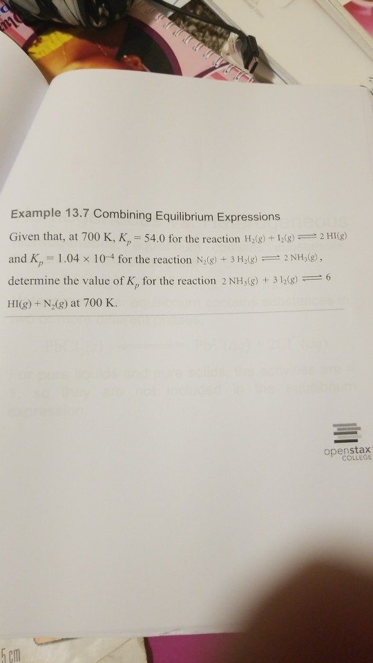 Solved Example 13.7 Combining Equilibrium Expressions Given | Chegg.com