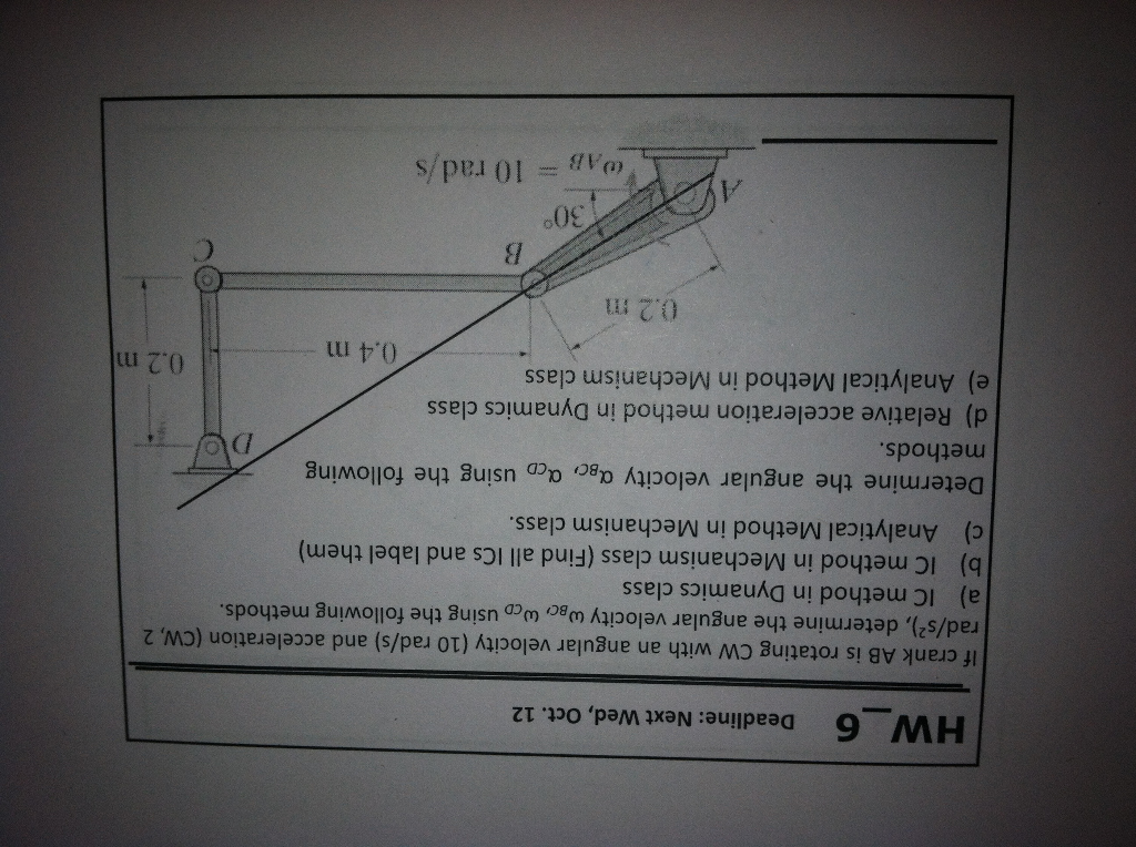 Solved If crank AB is rotating CW with an angular velocity | Chegg.com