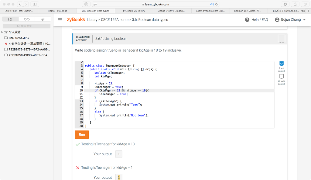 Solved Write code to assign true to is Teenager if kidAge is | Chegg.com