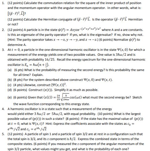 Solved 1. (12 points) Calculate the commutation relation for | Chegg.com