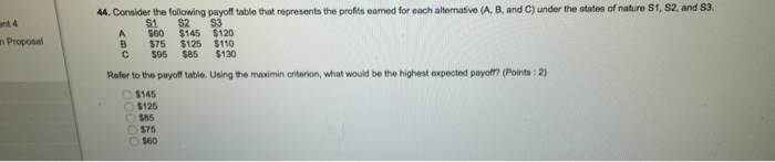 Solved Using the maximin criterion what would be the highest | Chegg.com