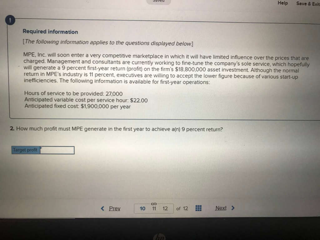 Solved Help Save & Exit Required information [The following | Chegg.com