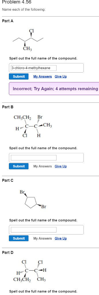 Solved Name each of the following. Spell out the full name | Chegg.com