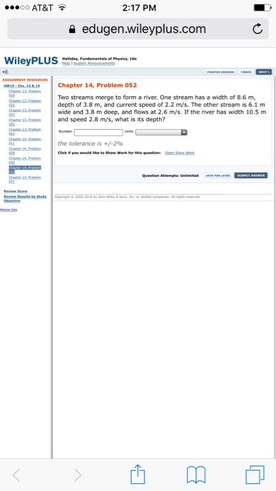 Solved Two streams merge to form a river. One stream has a | Chegg.com