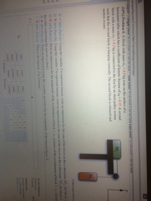 Solved A block with mass m_l = 8.8 kg rests on the surface | Chegg.com