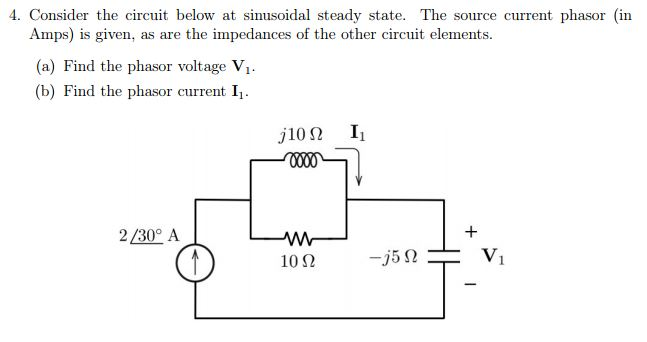 Solved Consider the circuit below at sinusoidal steady | Chegg.com