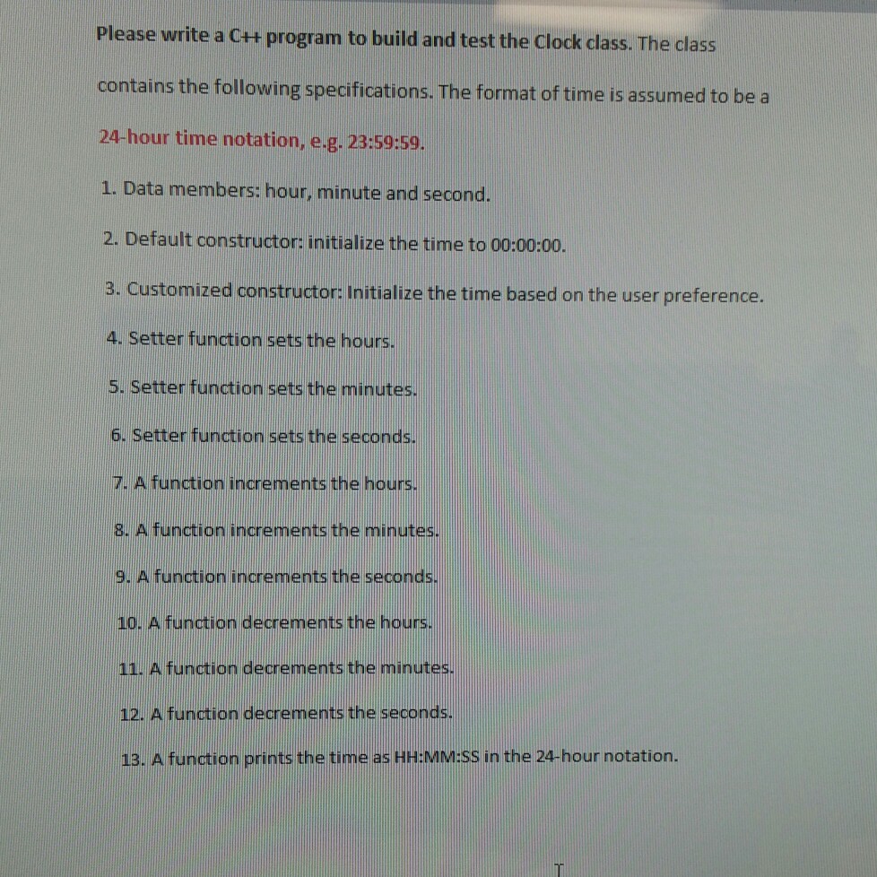 Solved Please write a C++ program to build and test the | Chegg.com