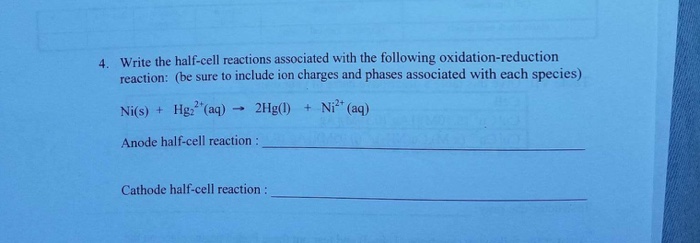 Solved Write the half-cell reactions associated with the | Chegg.com