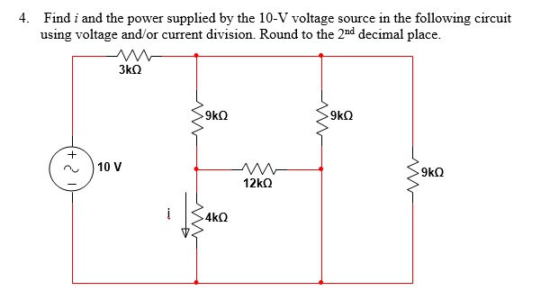 Solved 4. Find i and the power supplied by the 10-V voltage | Chegg.com