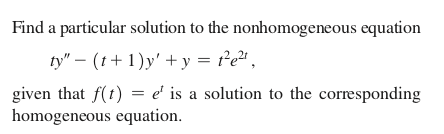 Solved Find a particular solution to the nonhomogeneous | Chegg.com