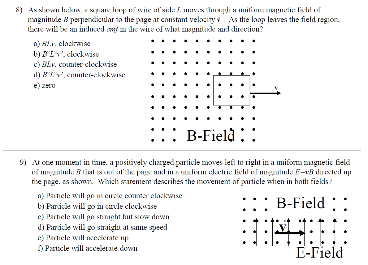 Solved As shown below, a square loop of wire of side L moves | Chegg.com