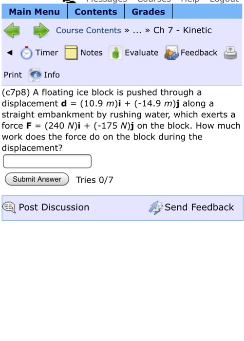 Solved A floating ice block is pushed through a displacement | Chegg.com