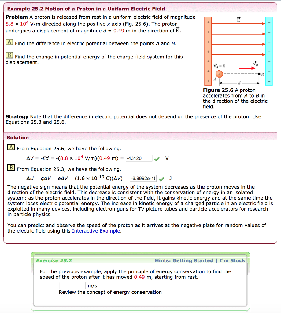 Solved Example 25 2 Motion Of A Proton In A Uniform Electric