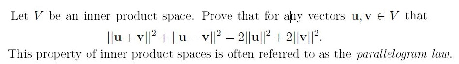 Solved Let V be an inner product space. Prove that for any | Chegg.com