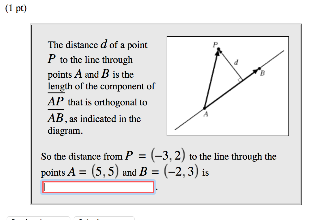 Solved The distance d of a point P to the line through | Chegg.com