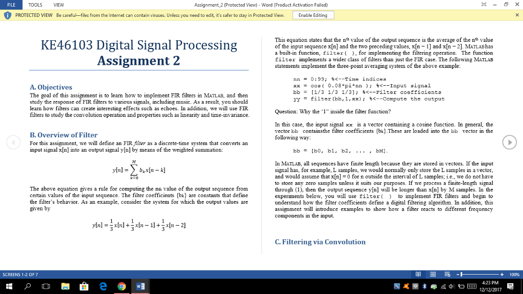 FILE TOOLS VIEV Assignment 2 (Protected View) - Word | Chegg.com