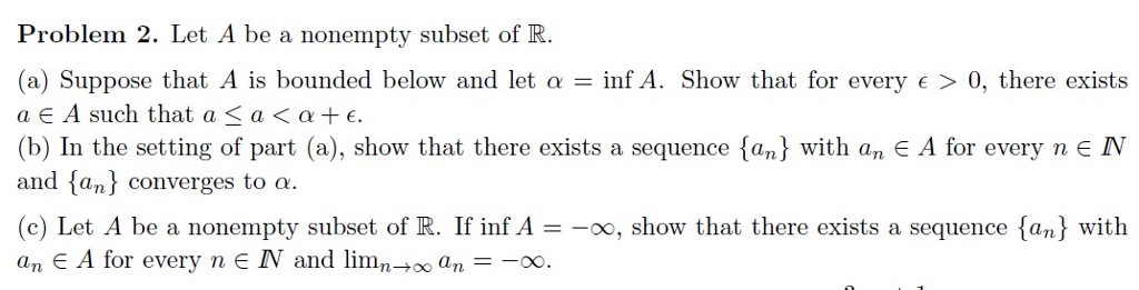 Solved Problem 2. Let A be a nonempty subset of F (a) | Chegg.com