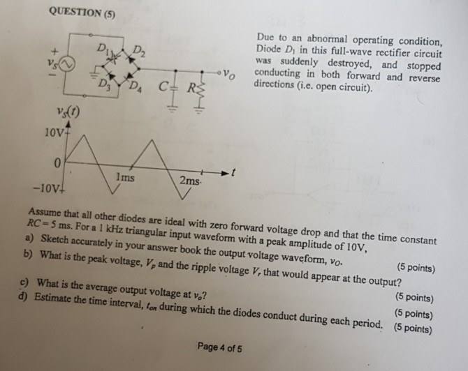 Solved QUESTION (5 Due to an abnormal operating condition, | Chegg.com