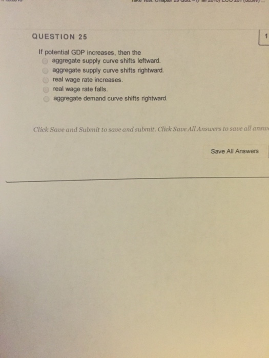 Solved QUESTION 1 1 points Save Answer If the aggregate | Chegg.com