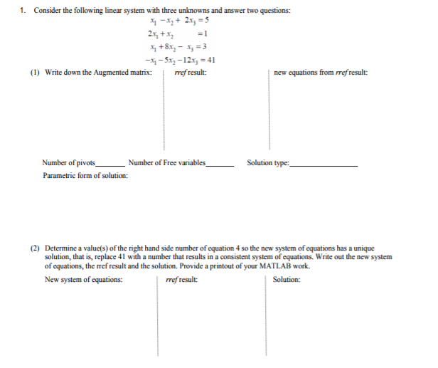 Solved 1. Consider the following linear system with three | Chegg.com