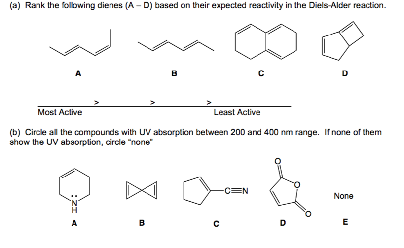 Solved (a) Rank the following dienes (A - D) based on their | Chegg.com