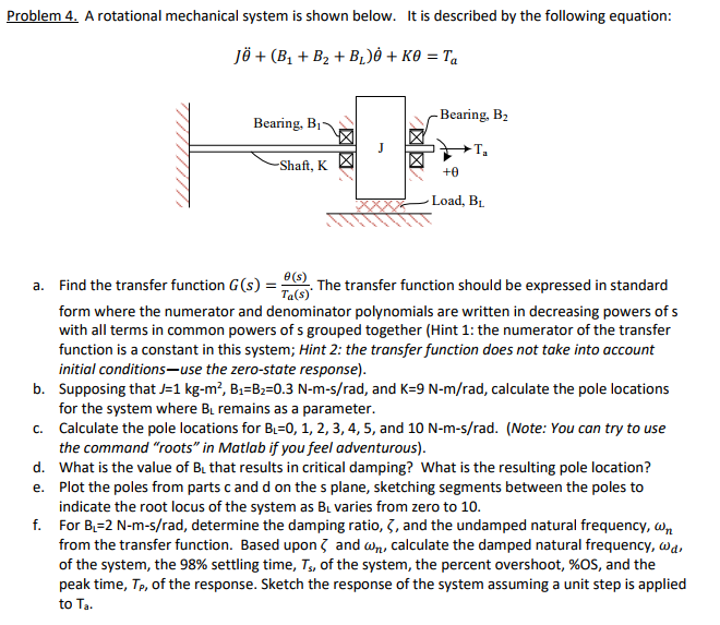 Solved Problem 4. A rotational mechanical system is shown | Chegg.com