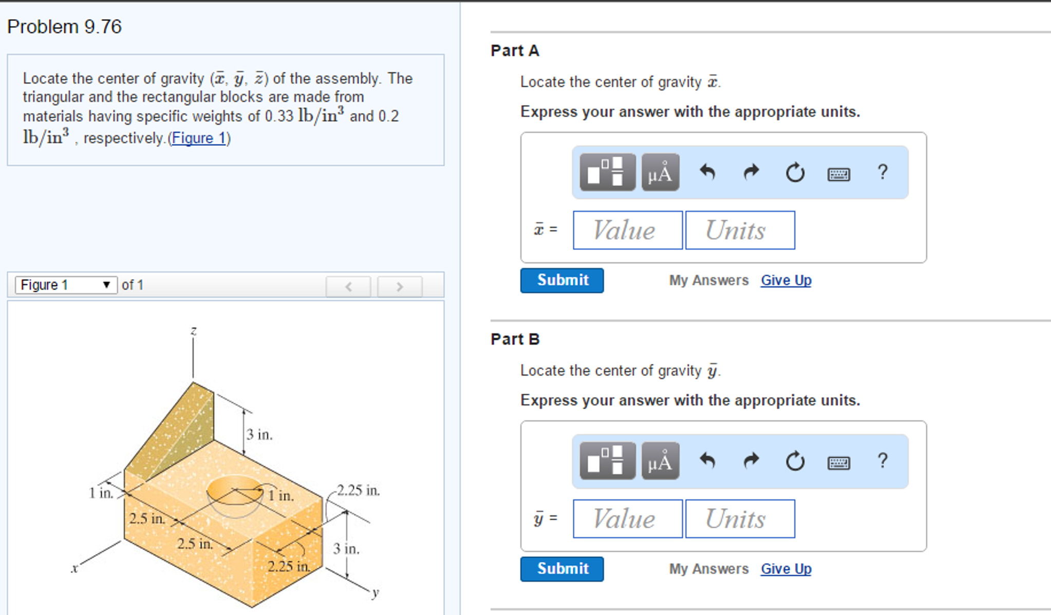 Solved Locate the center of gravity (x^bar, y^bar, z^bar) of | Chegg.com