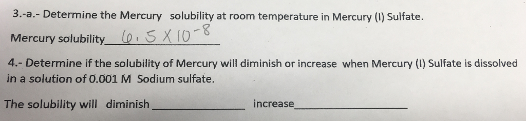 Solved 3.-a.- Determine the Mercury solubility at room | Chegg.com