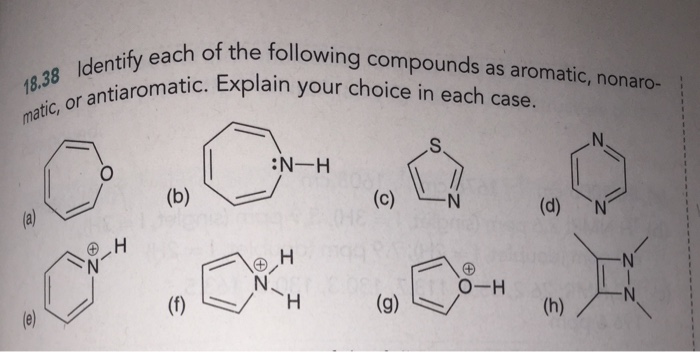 Solved Identify each of the following compounds as aromatic, | Chegg.com