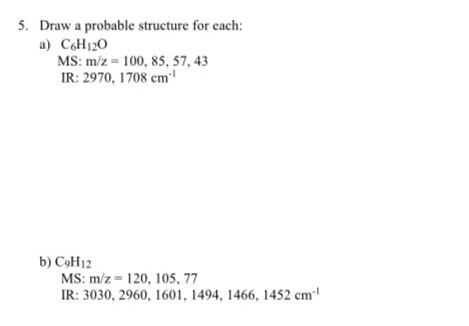 Solved Draw a probable structure for each: C_6H_12O MS: | Chegg.com