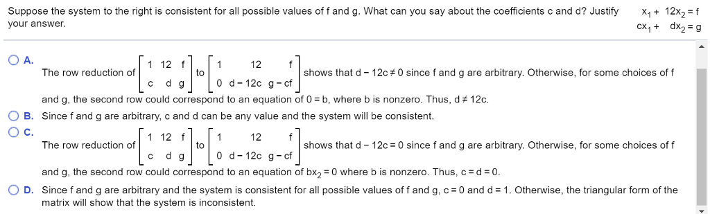 Solved Suppose the system to the right is consistent for all | Chegg.com