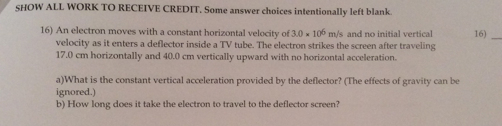 Solved An electron moves with a constant horizontal velocity | Chegg.com