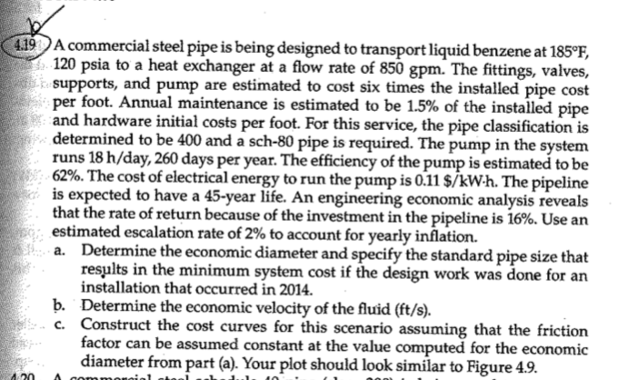 419A commercial steel pipe is being designed to | Chegg.com