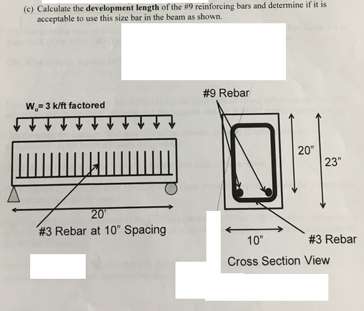 Calculate the development length of the #9 | Chegg.com