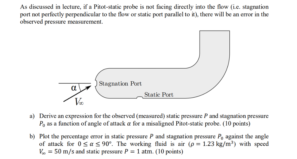 Solved As discussed in lecture, if a Pitot-static probe is | Chegg.com