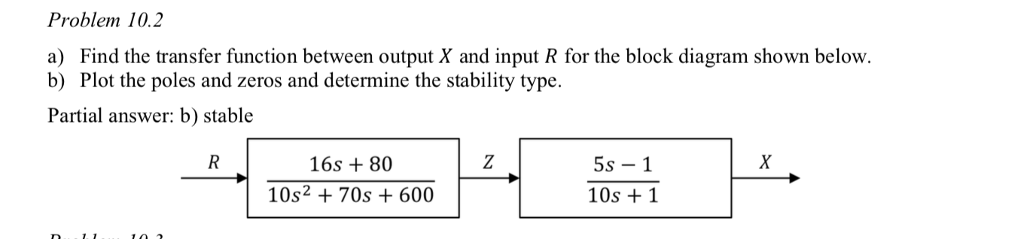Solved Problem 10.2 a) Find the transfer function between | Chegg.com
