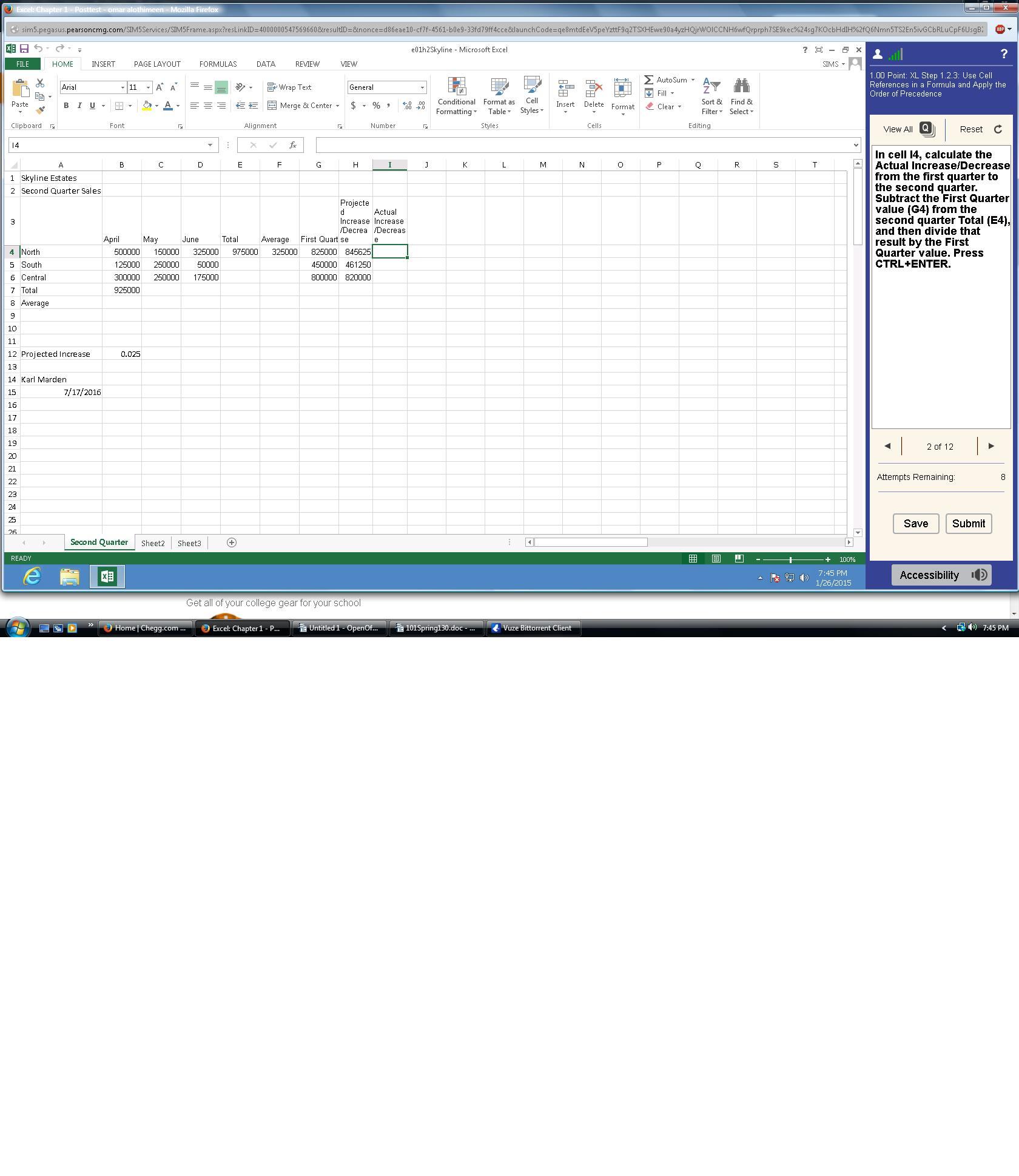 e01h2Skyline Microsoft Excel INSERT PAGE LAYouT | Chegg.com