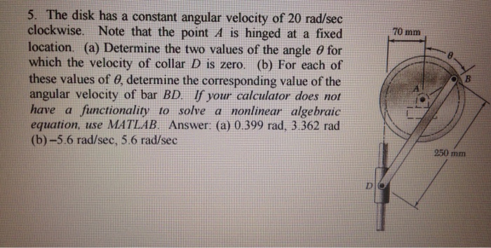 The disk has a constant angular velocity of 20 | Chegg.com